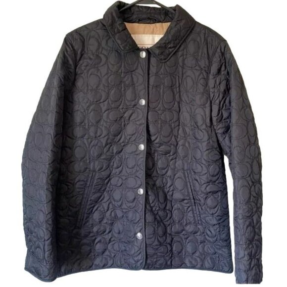 Coach | Jackets & Coats | Coach Black Jacket Quilted Snap Authentic ...